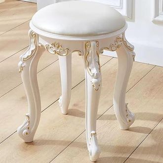 Generic Tabouret de Coiffeuse Vintage avec Assise rembourr&eacute;e et Pieds en Acier, Chaise de Maquillage Ronde for Dressing, Salon, Chambre, Design &eacute;l&eacute;gant Violet