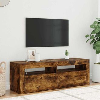 vidaXL Vidaxl - Meuble tv avec lumières led Chêne fumé 120x35x40 cm