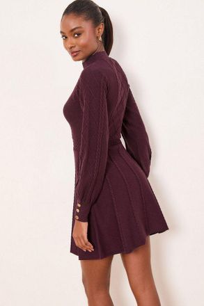 Lipsy Minikleid Lipsy Lang&auml;rmeliges Kleid, Rautenstrick, Regular (1-tlg)