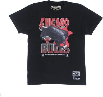 Mitchell & Ness Chicago Bulls Tee Hardwood Classics Schwarz - - Tops - Herren - Schwarzk - S