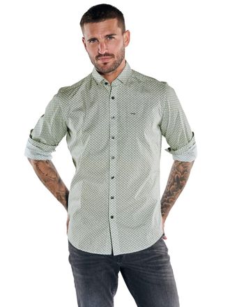 Emilio Adani Herren Herren Langarm-Hemd Gemustert, Khaki, 39333, Khaki in Gr&ouml;&szlig;e XXL