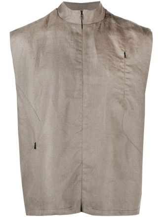 robyn lynch gilet zippé à col officier - Marron