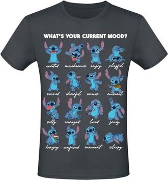 Lilo & Stitch Lilo & Stitch Whats Your Current Mood? Homme T-Shirt Manches Courtes Gris XL