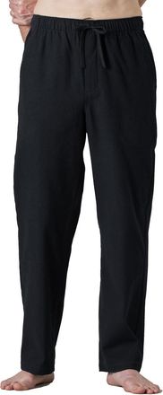 Lapasa Herren Schlafanzughose Karierte Pyjamahose, Long Relaxhose Loungehose Freizeithose M39 W&auml;rmer, Baumwollflanell: Schwarz, 2XL