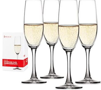 Spiegelau Champagner Gläser 210 ml, 4 Stück, Salute, 4720175, Champagnerflöten aus Kristallglas, Sektgläser spülmaschinenfest