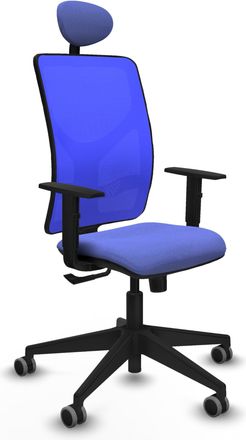 Piqueras y Crespo B&uuml;rostuhl, Kopfst&uuml;tze mit 1D-Armen, h&ouml;henverstellbare Lendenwirbelst&uuml;tze und festes Kopfteil, ausgestattet mit 3 Positionen und Schneideschaum, Blau/H