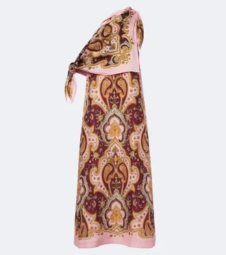 Alemais Al&eacute;mais Robe longue Porter asym&eacute;trique &agrave; imprim&eacute;