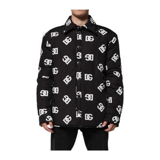 Dolce & Gabbana Nylon-Windbreaker mit durchgehendem Logo-Print - - Jackets - Herren - Schwarzk - 2XL