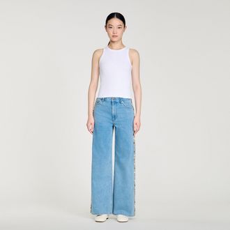 Sandro Jean droit d&eacute;lav&eacute; strass&eacute;