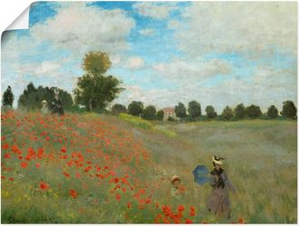 Artland Wanddeko Poster & Kunstdrucke Wandposter 60x45 cm Wiese Sommer Bäume Mohnblumen Wandern Familie Mohnfeld bei Argenteuil. 1873 Impressionismus Claude M
