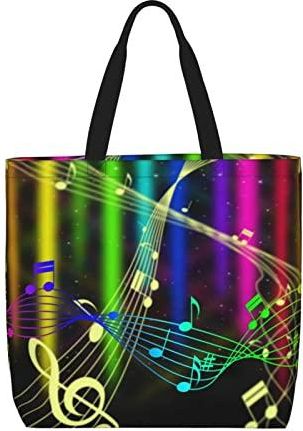 Generic Sac De Courses Notes De Musique Color&eacute;es Sac &Agrave; Provisions Personnaliser Lavables Sacs En Toile &Eacute;paule, Pour Tous Les Jours, Shopping, Voyage, Femmes