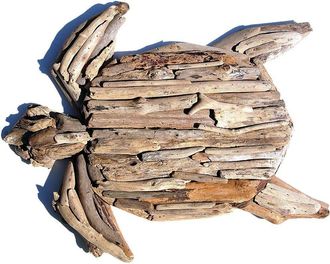 Seestern Sportswear SEESTERN Treibholz Deko m. Schildkr&ouml;te (55 cm) Motiv Wanddeko Driftwood Holzdeko /1324