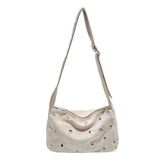 Generic Sac &agrave; bandouli&egrave;re r&eacute;tro en daim synth&eacute;tique pour femme, multi-usage, polyvalent, rivet, grande capacit&eacute;, voyage, rendez-vous, shopping, blanc, 400.00x