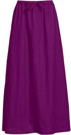 Lands End Leinen-Midirock, Damen, Größe:34 regular, Lila, Leinen, by Lands End