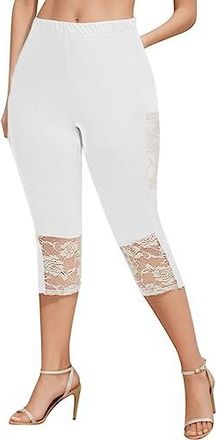 Generic Legging de sport pour femme - Taille patchwork - Taille &eacute;lastique - Style d&eacute;contract&eacute; - 2026, blanc, 5XL