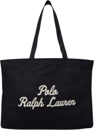 Ralph Lauren Femme, Sacs, Noir, Taille: ONE Size Tote en toile brod&eacute;e