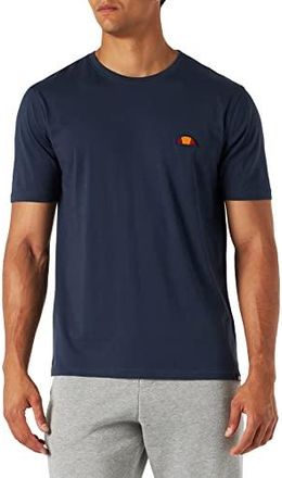 Ellesse T-shirt à manches courtes pour homme, col rond, logo broderie, 100 % coton, bleu, Large