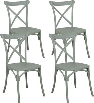Oviala Lot de 4 chaises de terrasse en plastique vert sauge