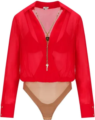 Elisabetta Franchi CHEMISE BODY CROIS&Eacute; ROUGE ELISABETTA FRANCHI