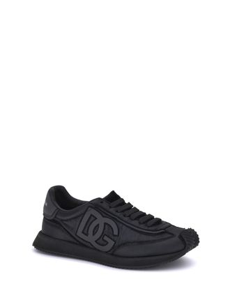 Dolce & Gabbana Mens Leather Sneakers Nero Upper: Fabric; Sole: Rubber