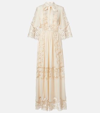 Elie Saab Robe aus Georgette und Makramee