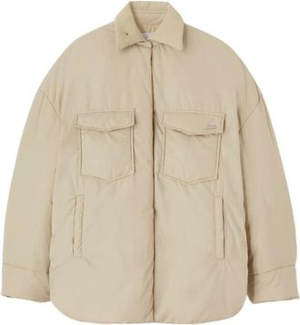 The Attico Femme, Vestes, Beige, Taille: 34 FR Manteau Court Rembourré Ivoire avec Poches