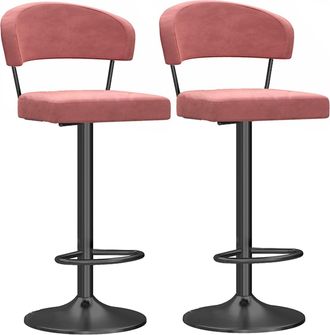 Generic H&ouml;henverstellbare Barhocker, drehbare hohe K&uuml;chen- und Esszimmerst&uuml;hle mit R&uuml;ckenlehne, Samt-Hocker, geeignet f&uuml;r K&uuml;cheninseln