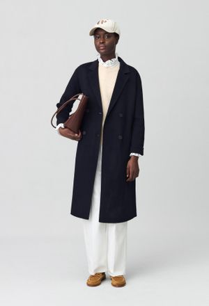 Claudie Pierlot Manteau laine mi-long bleu marine