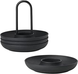 Zone Denmark Singles Eierbecher aus Silikon, Eierhalter, Stapelbar, 4er-Set mit Halter, Durchm. 11,2 cm, H&ouml;he 9,5 cm, Schwarz
