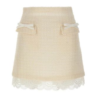Self Portrait Boucl&eacute; Minirock - - Skirts - Damen - Wei&szlig; - XS