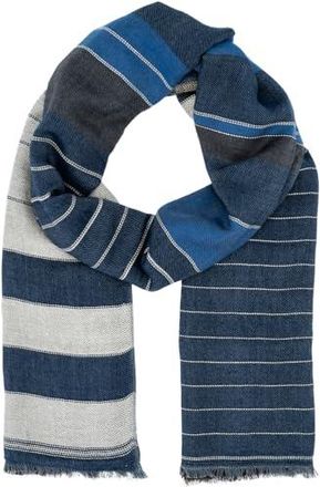 Lindenmann scarf men blue-beige/men scarf thin 55% cotton/ 45% viscose, men scarf black beige