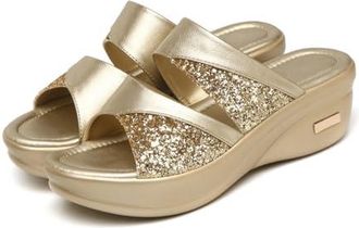 Soimiss Sandales Compens&eacute;es Femme Semelle &Eacute;paisse Mule Confortable &agrave; Bout Ouvert Style Bouche de Poisson Chaussures D&eacute;contract&eacute;es Chic pour Plage et Sortie Do