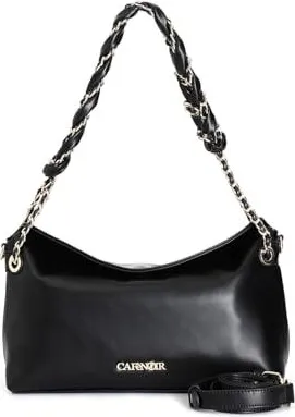 Caf&egrave;noir Sac Bandouli&egrave;re Souple Avec Bandouli&egrave;re Cha&icirc;ne Et Coutures, Pour Femme, Couleur Noir, Taille Taille Unique