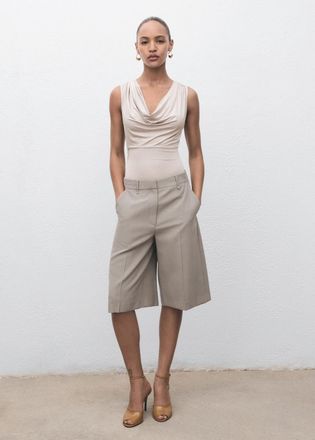 Mango Drapiertes Body mit Drap&eacute;-Ausschnitt hellgrau/pastellgrau - Damen - S - MANGO