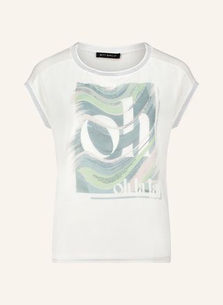 Betty Barclay T-Shirt Im Materialmix Mit Schmucksteinen weiss
