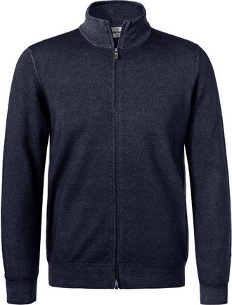 Gran Sasso Herren Cardigan blau Schurwolle unifarben