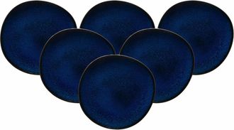 like. by Villeroy & Boch Villeroy & Boch like. by Lave Bleu Fr&uuml;hst&uuml;cksteller 6er Set, 23 cm, Runde Dessertteller mit einzigartiger Glasur, Skandinavisches Design, Steingut, Bl