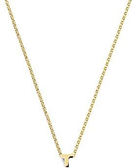 Singularu Collier Personnalisé Lettre Unique. Pendentif en argent sterling 925 avec finition plaqué or 18Kt. Chaîne taille unique. Bijoux pour femme. Lettre T