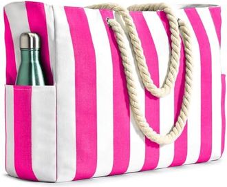 Generic Sac de plage extra large imperm&eacute;able et r&eacute;sistant au sable pour femme, plusieurs compartiments avec motif ray&eacute; et fermeture &eacute;clair pour la plage, la p