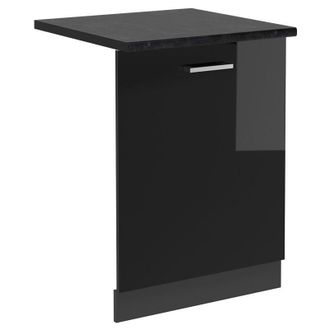 Vicco Geschirrspülblende R-Line, Schwarz Hochglanz, 60 cm, ap Anthrazit