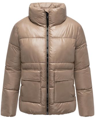 Navahoo Damen Winterjacke warme Steppjacke mit hohem Stehkragen Eispracht 14 Taupe Grey Gr. M