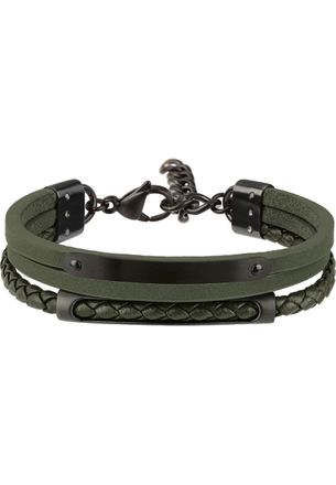 Breil Herrenarmband Kollektion B Mix TJ3089 - Herrenschmuck - Gr&uuml;nes Leder- und Stahlarmband f&uuml;r Herren, mit drei Schlaufen um das Handgelenk - Verstellbare