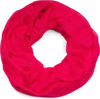 styleBREAKER Damen Loop Schal mit Glitzer Schneeflocken Print, Weicher Schlauchschal Einfarbig, Tuch 01017064, Farbe:Rot