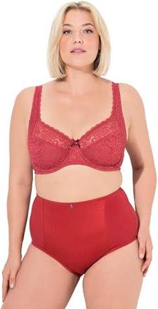 Ulla Popken Bügel-BH, Blütenspitze, Vollspitze, Cup C-E Soutien-Gorge, Salsa, 100E Femmes