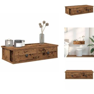 vidaXL Wandregal mit Schubladen Altholz-Optik 60x25x15cm Holzwerkstoff - Wandschublade - Wandschubladen - Wandregal - Wandregal Mit Schubladen