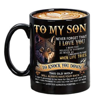 Generico Kaffeetassen von Papa zu Sohn, 330 ml, klassische Keramik, Kaffeetasse mit Familienthema, f&uuml;r Geburtstag, Terrasse, Balkon, Au&szlig;enbereich, Garten, Park