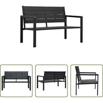 vidaXL HDPE - Gartenbank 120 cm HDPE Schwarz Holz-Optik