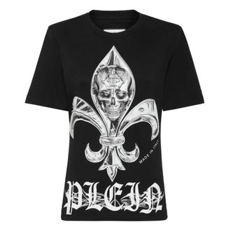 Philipp Plein Femme, Tops, Noir, Taille: 42 FR T-shirt &agrave; &Eacute;paules Rembourr&eacute;es Pure Fit