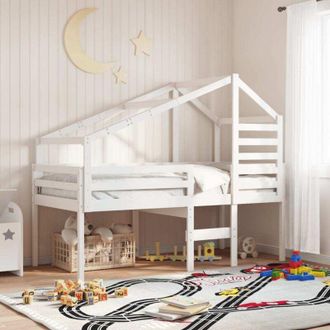 vidaXL Vidaxl - Toit de lit pour enfants blanc 198x97x113 cm bois de pin massif