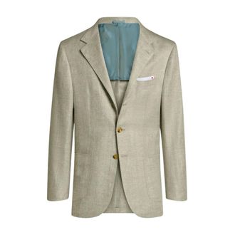 Kiton Homme, Vestes, Beige, Taille: L Veste crois&eacute;e en lin, cachemire et soie m&eacute;lang&eacute;s